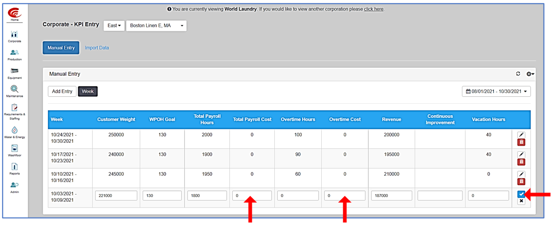 KPI Entry Instructions – Spindle Support